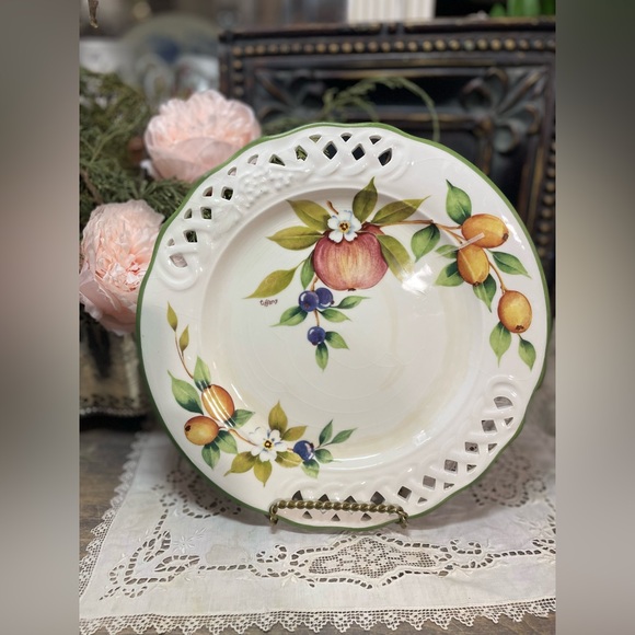 brunelli | Dining | Vintage Brunelli Tiffany White Ceramic Lattice Edge ...
